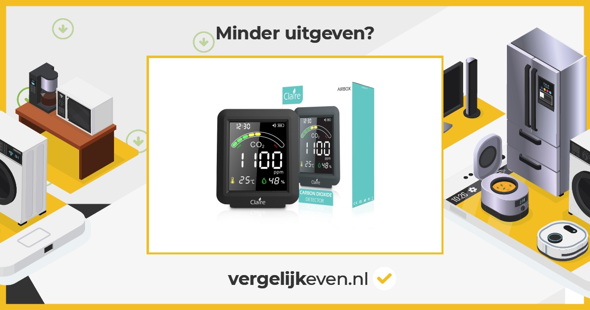 Claire Airbox CO2 meter - Luchtkwaliteitsmeter - Met hygrometer en ...