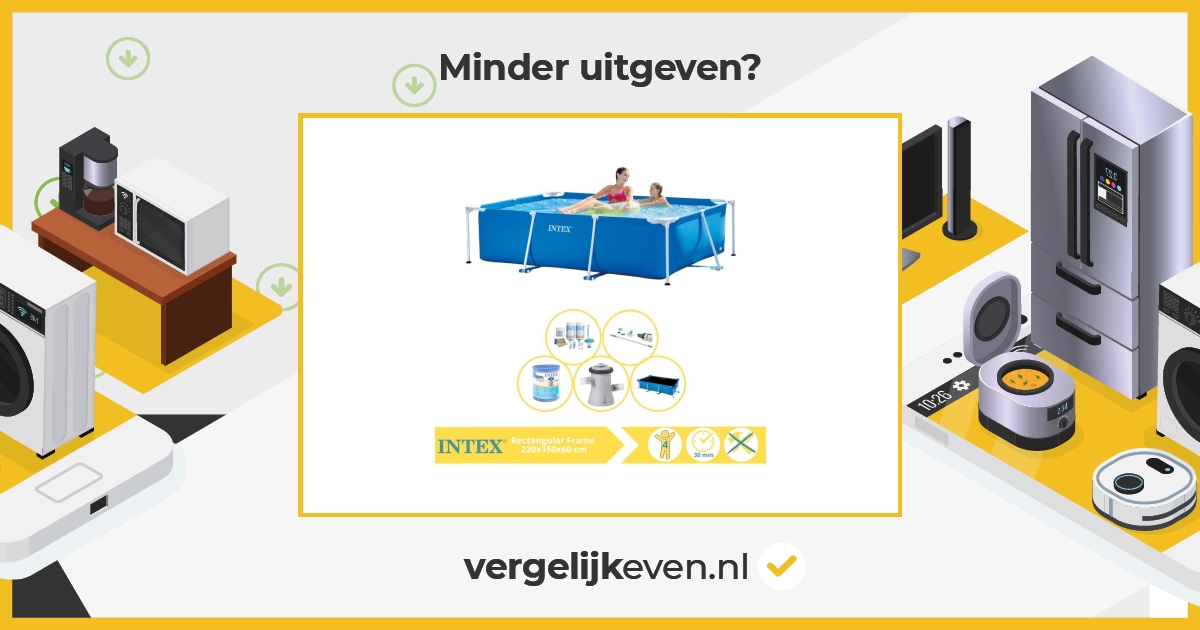 Intex Rectangular Frame Zwembad - Opzetzwembad - 220x150x60 cm - Inclusief Solarzeil Pro ...