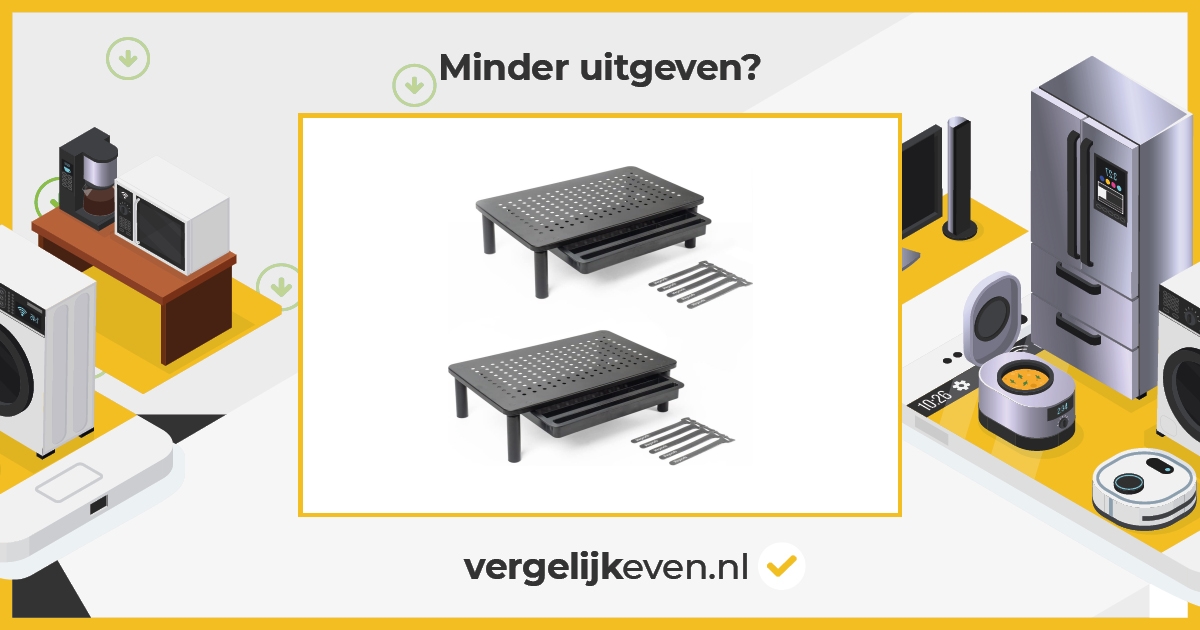 Monitorstandaard met lade in hoogte verstelbaar - monitorverhoging met ...